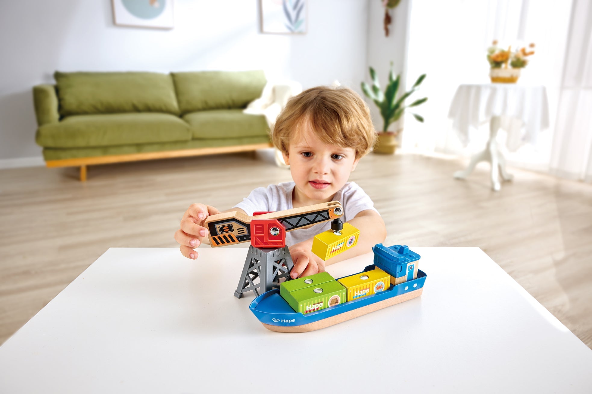 Hape Cargo Ship & Crane – Hape Toys