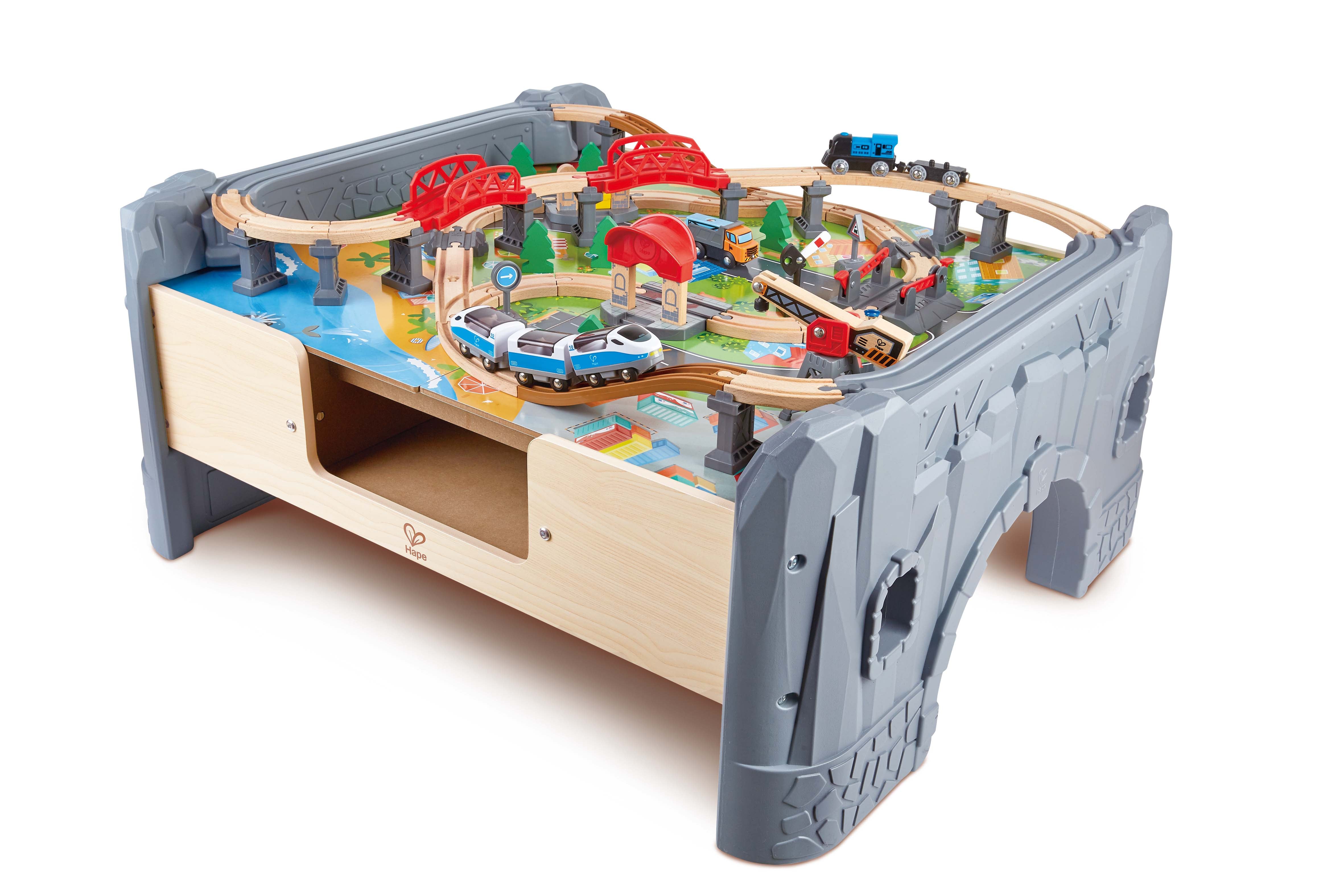 70 Piece Railway Train & Table Set with Battery Powered Locomotive ...