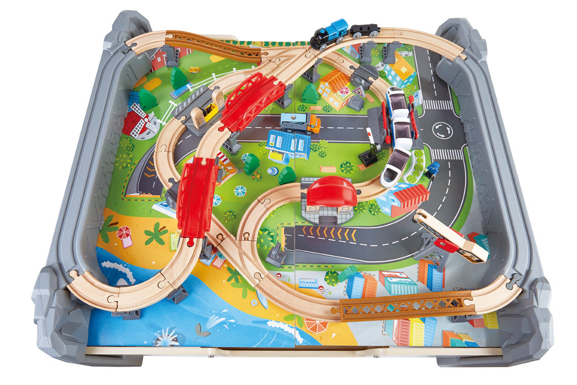 70 Piece Railway Train & Table Set with Battery Powered Locomotive ...